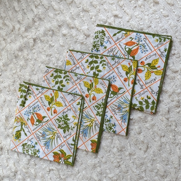 Vintage | Dining | Vintage Set Of 4 Mc 96s 1970s Spice Floral Cloth ...